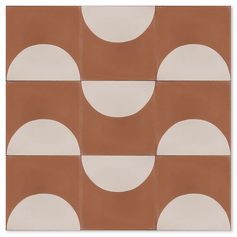 BRASILIA-HALF MOON - Terra Cotta + Cream - Handmade Moroccan Tiles ...