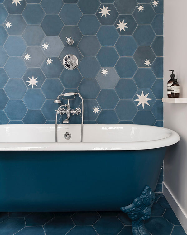 HEX STAR - LARGE - Indigo + Milk - Handmade Moroccan Tiles - popham design